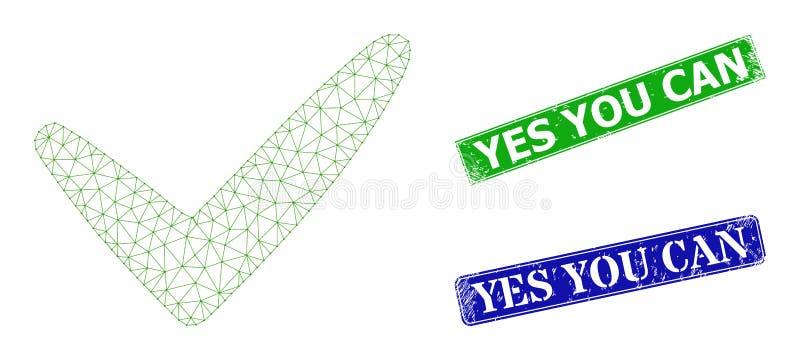 Scratched Yes You Can Seals and Triangle Mesh Yes Icon Stock Vector ...