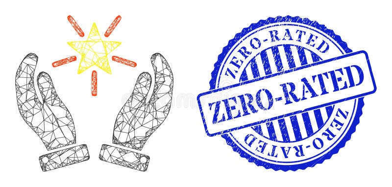 Scratched Zero-Rated Stamp and Network Shine Star Care Hands Mesh Stock ...