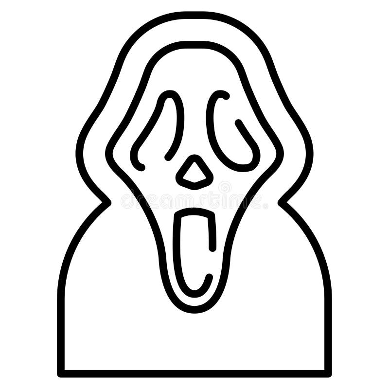 Ghost Face Line Illustration Stock Vector - Illustration of scary ...