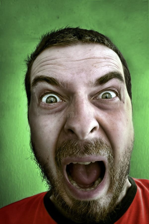 Scream of Shocked Spooky Man Stock Image - Image of expression, face ...