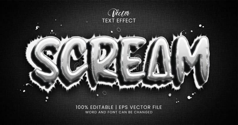 Scream Text Editable Text Effect Style Template Stock Vector ...