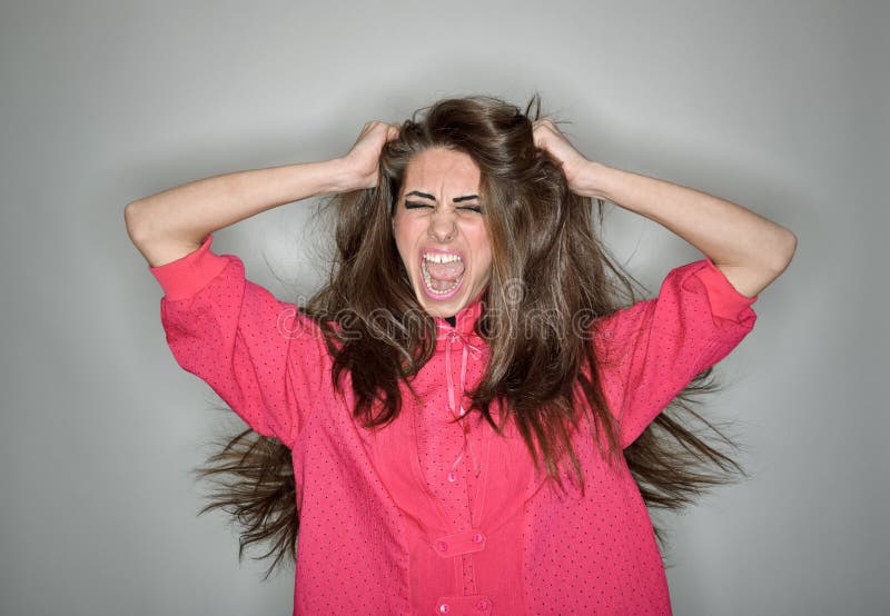 Screaming Aggressive Woman Punk Stock Photo - Image of glamour, girl ...