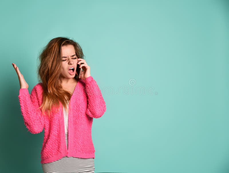 Screaming Angry Woman on the Mobile Phone Stock Image - Image of people ...