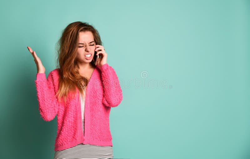 Screaming Angry Woman on the Mobile Phone Stock Image - Image of call ...