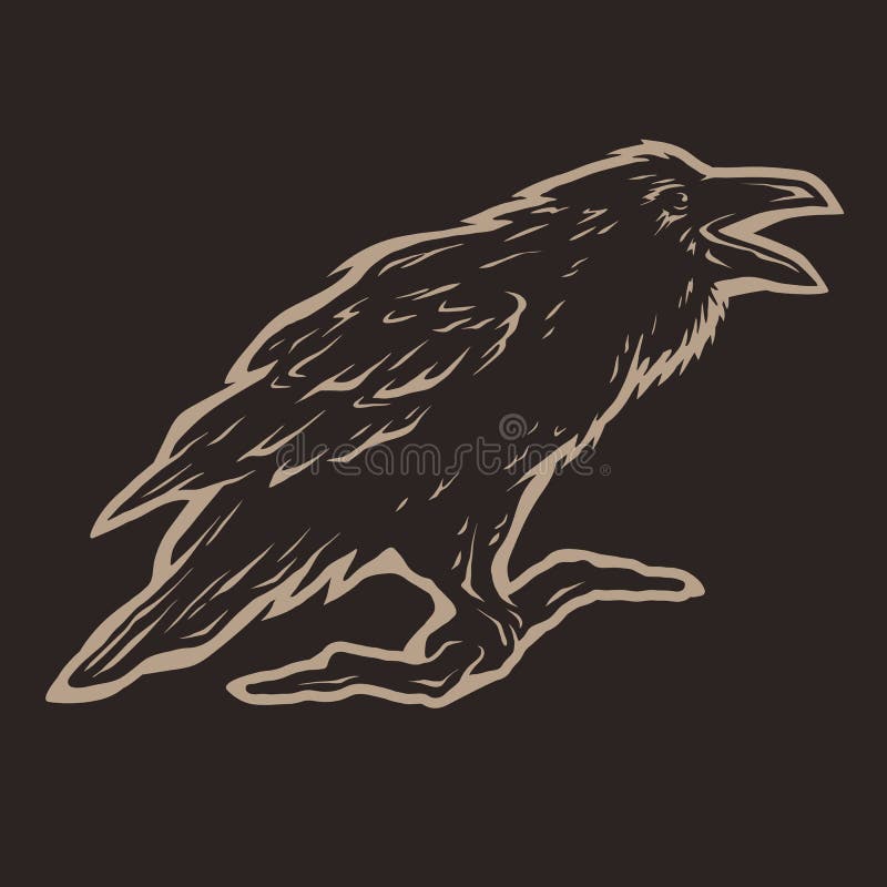 Black Raven in Flight, Logo, Emblem. Vector Illustration. Stock Vector ...