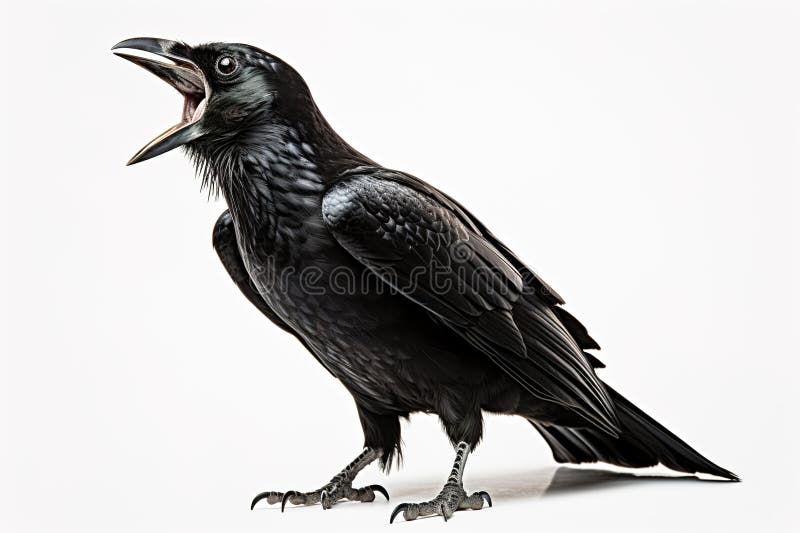 Screaming Black Raven on a White Background Stock Illustration ...