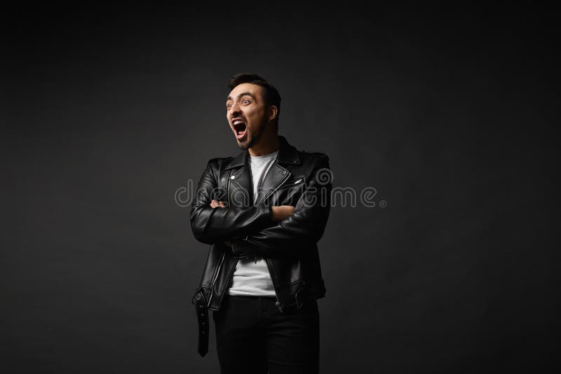 245 Leather Jacket Arms Folded Stock Photos - Free & Royalty-Free Stock ...