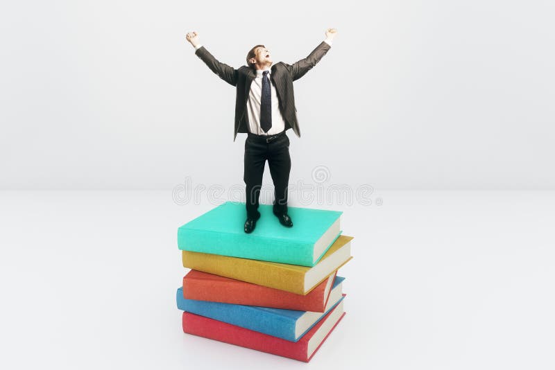 Screaming Businessman on Books Stock Illustration - Illustration of ...