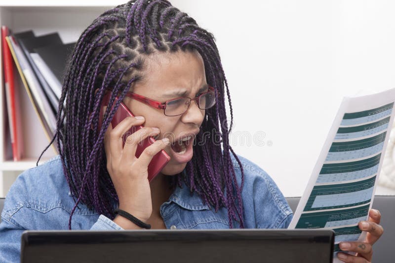 Screaming and Calling by Phone Stock Image - Image of american ...