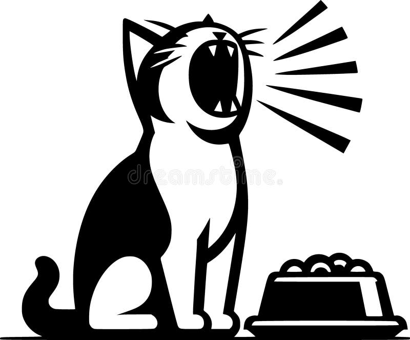 Screaming Cat Yelling at Plate, Iconic Meme Style, Bold Vector Art ...