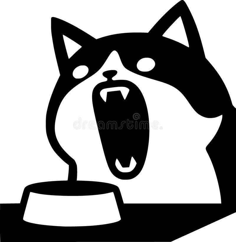 Screaming Cat Yelling at Plate, Iconic Meme Style, Bold Vector Art ...