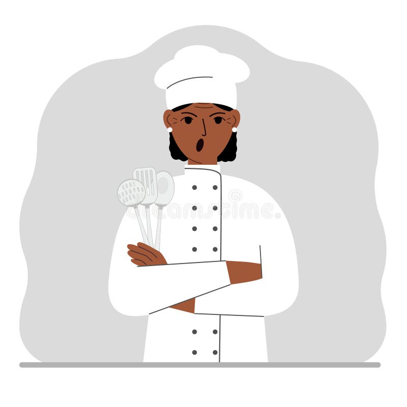 Screaming Cook Holds a Kitchen Cutlery Set in His Hand. Profession ...