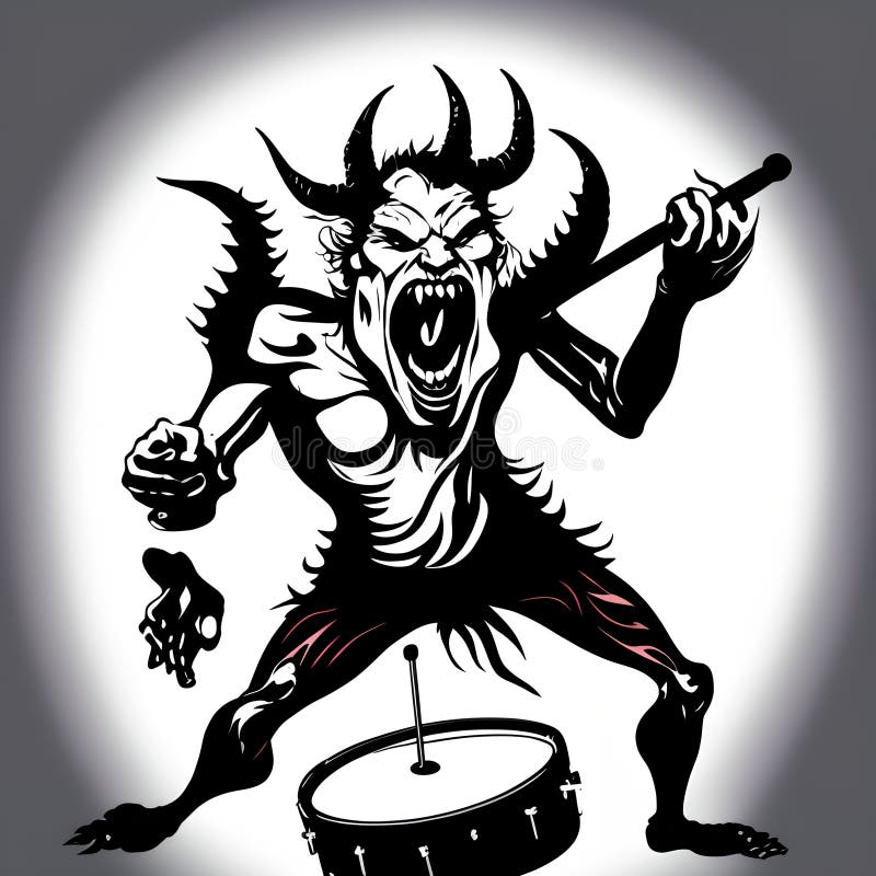 Screaming Devil Playing Drums, Generative AI Illustration Stock ...