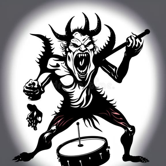 Screaming Devil Playing Drums, Generative AI Illustration Stock ...
