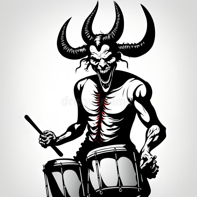 Screaming Devil Playing Drums, Generative AI Illustration Stock ...