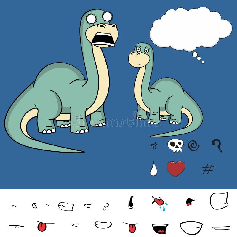 Angry Large Neck Dinosaur Expressions Cartoon Background Stock Vector ...