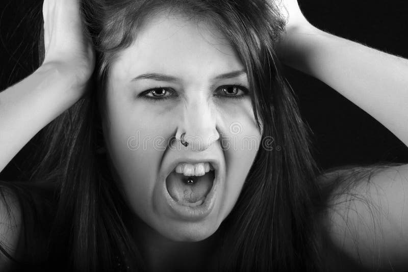 Screaming emo girl stock photo. Image of agressive, woman - 12382632