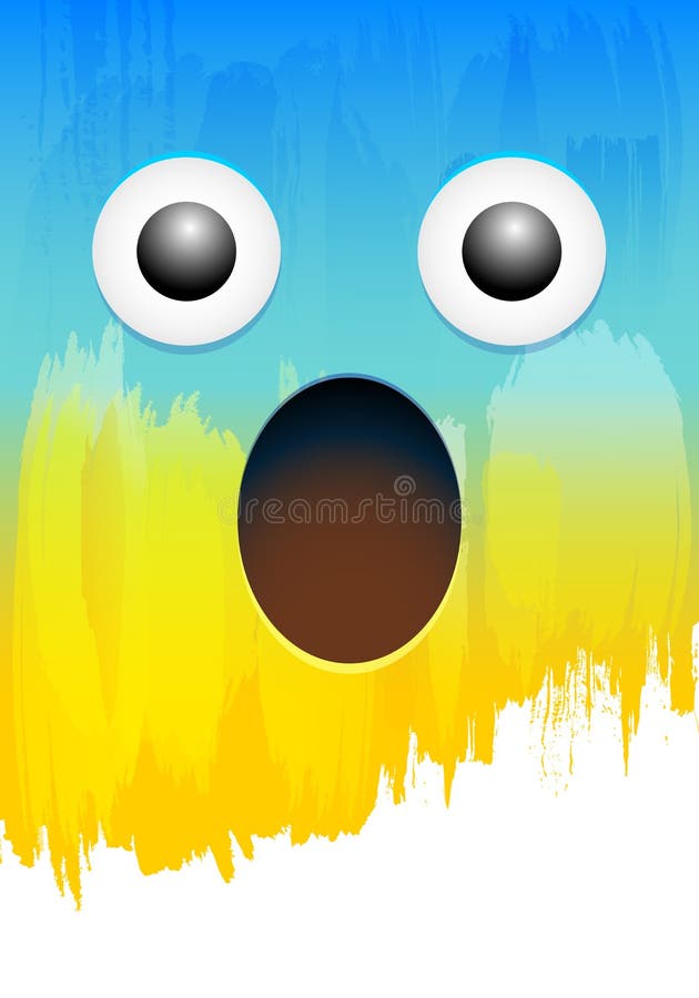 Screaming in Fear Smiley Face on Yellow Paint Wall Stock Vector ...