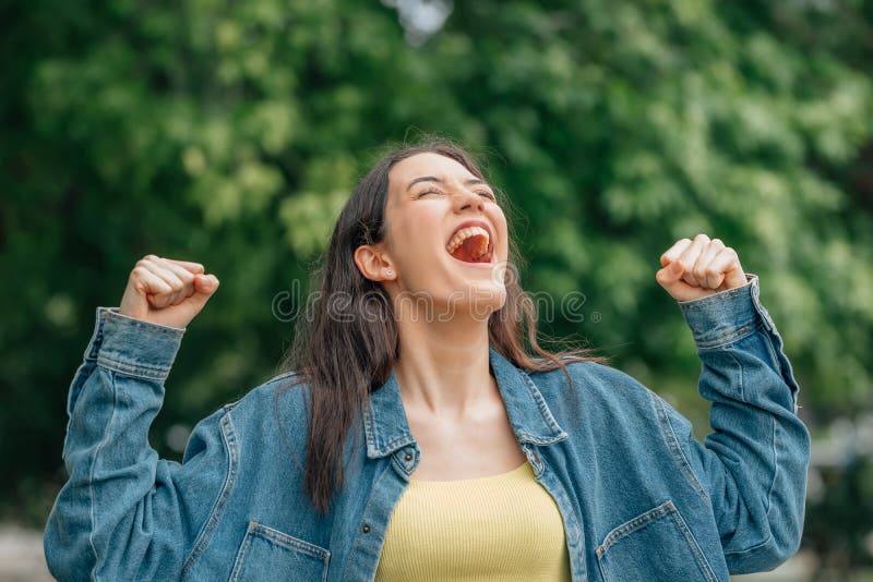 Screaming Free Excited with Joy Stock Image - Image of natural, good ...