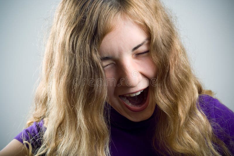 Screaming girl. stock image. Image of closed, open, emotion - 6924689