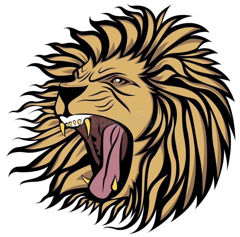 Screaming lion vector stock vector. Illustration of profile - 41076551