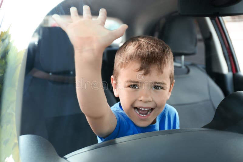 Screaming Little Boy Closed Inside Car Stock Photo - Image of portrait ...