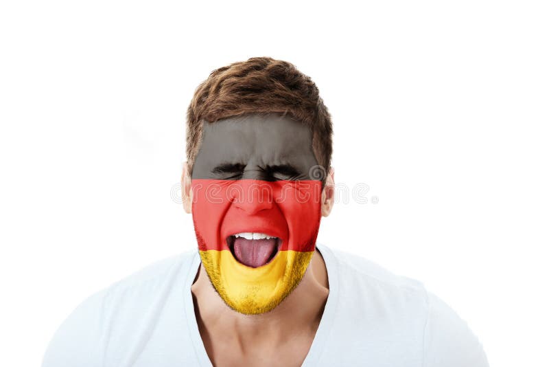 Screaming Man with Germany Flag on Face. Stock Image - Image of scream ...