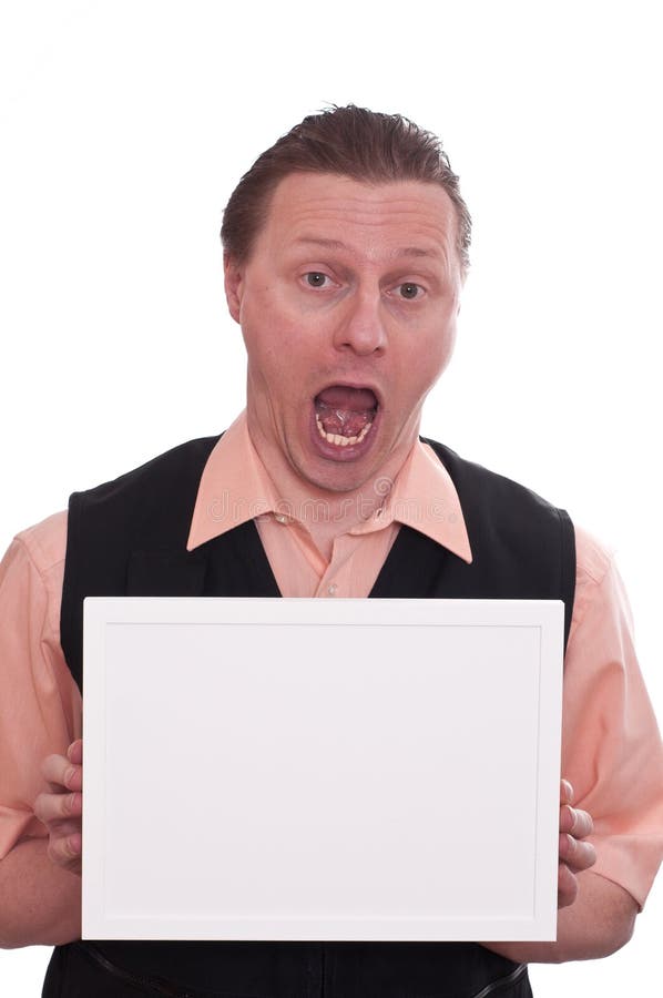 Screaming Man is Holding a Blank Frame Stock Photo - Image of surprise ...