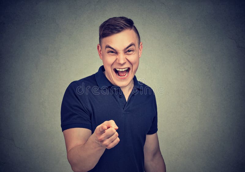 Screaming Man Pointing at Camera Accusingly Stock Photo - Image of ...
