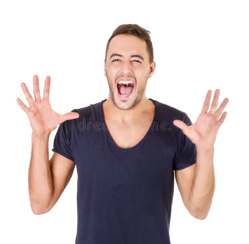 Screaming Guy stock photo. Image of stupor, wonder, happy - 27872056