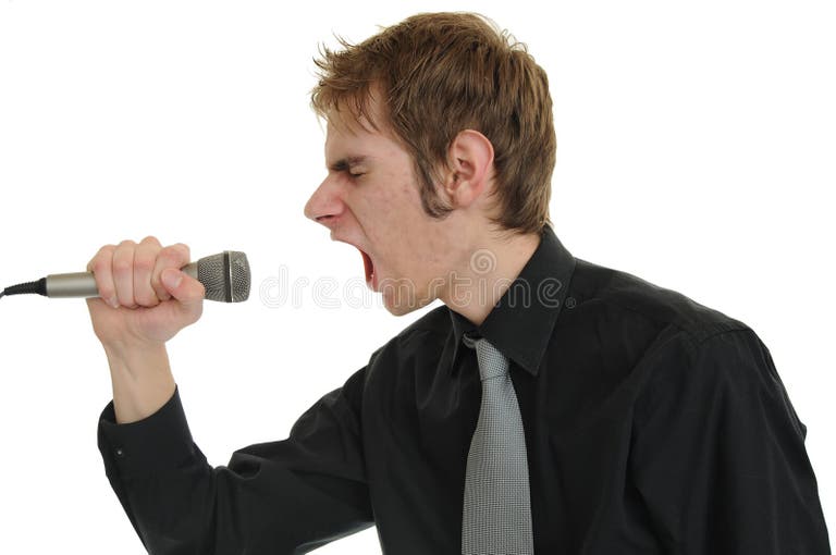 Screaming into Microphone stock image. Image of black - 13917845