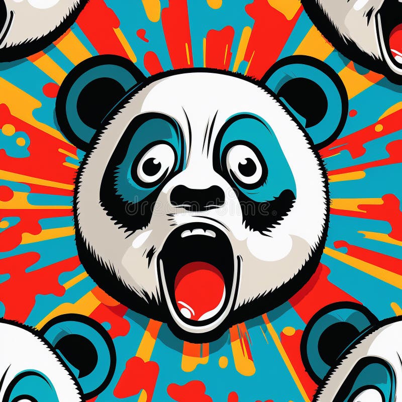 Screaming Panda Bear Funny Pattern Illustration Stock Image - Image of ...
