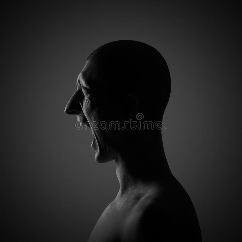 Screaming Man stock photo. Image of bald, color, negative - 23232728
