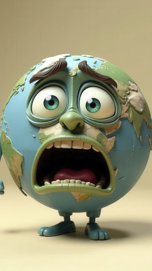 Screaming Planet Earth Showing Environmental Destruction and Climate ...