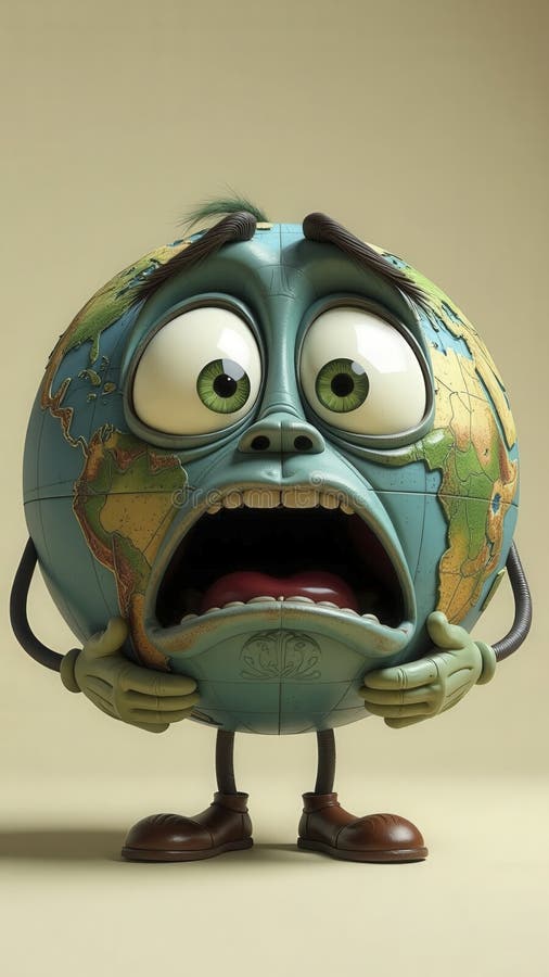 Screaming Planet Earth Showing Environmental Destruction and Climate ...