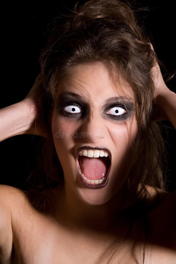 Face of Angry Woman with Evil Scary Eyes Stock Image - Image of looking ...