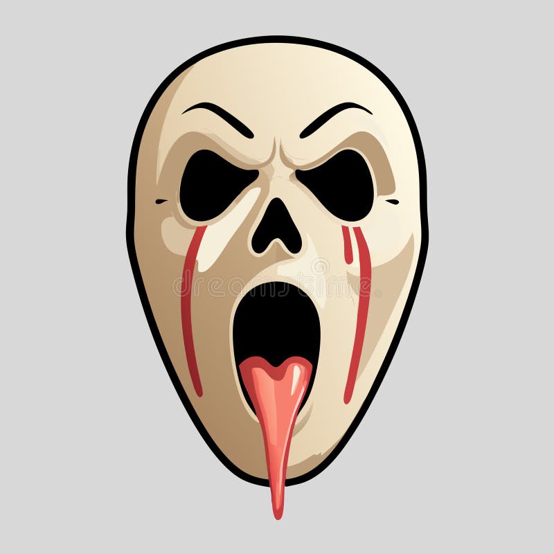 Screaming Skull Mask with Tongue Stock Vector - Illustration of undead ...