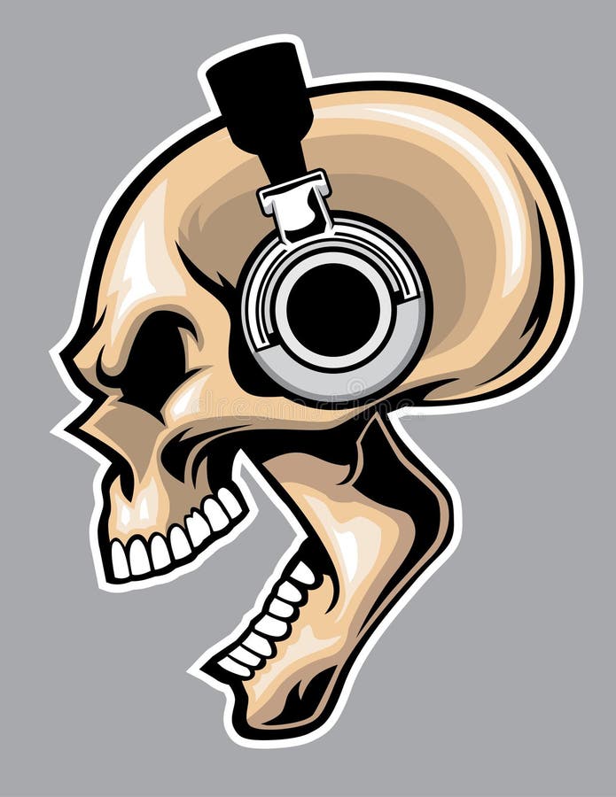 Screaming Skull Wearing Headphone Stock Image - Image: 36104621