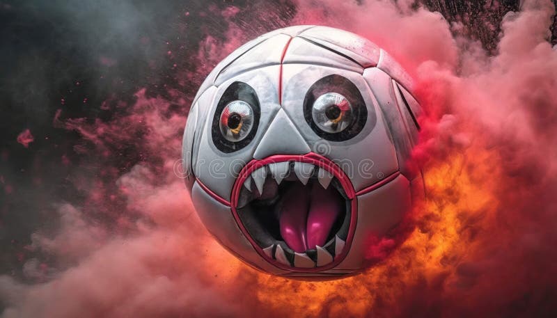 A Screaming Soccer Ball Flying through Smoke Stock Illustration ...