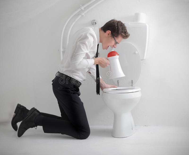Screaming into the Toilet stock image. Image of loudhailer - 27777805