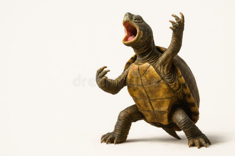 A Screaming Turtle with Its Paws Raised. Stock Photo - Image of gesture, shouting: 394593058