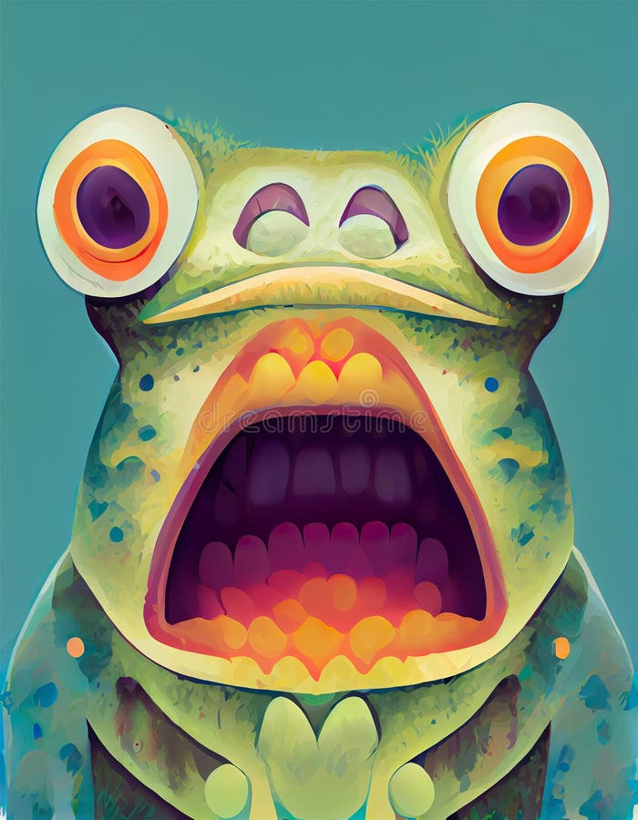 Screaming Ugly Frog with Blue Background, Ai Generated Image Stock ...