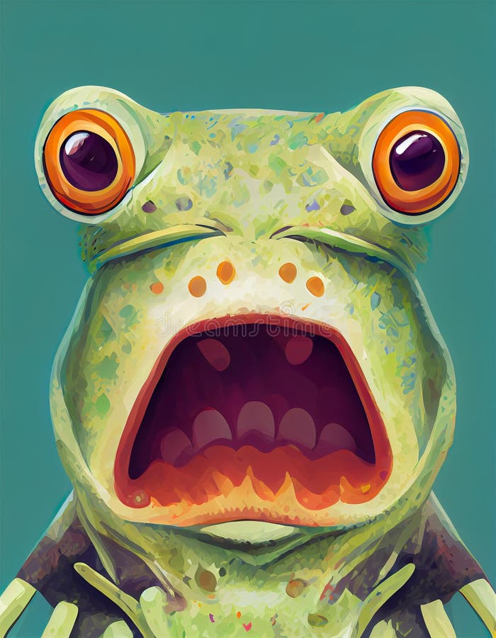 Screaming Ugly Frog with Blue Background, Ai Generated Image Stock ...