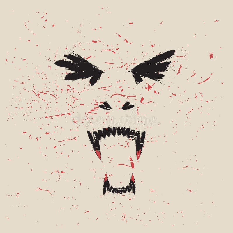 Screaming Vampire Head in Blue and Yellow Colors. Vector Illustration ...