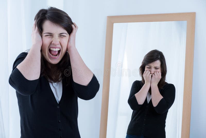 Screaming Woman with Hallucinations Stock Photo - Image of psychotic ...