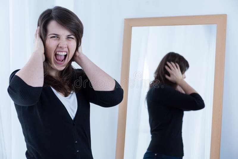 Screaming Woman with Hallucinations Stock Photo - Image of psychotic ...