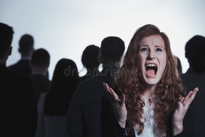 Screaming Woman with Hallucinations Stock Photo - Image of psychotic ...