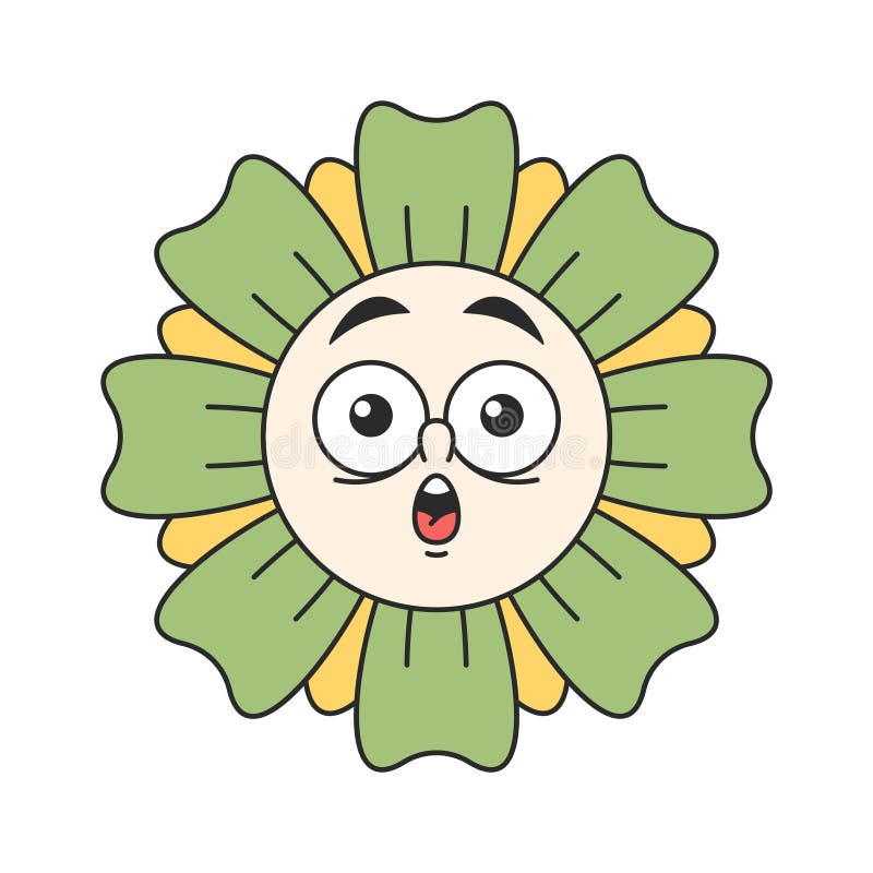 Screaming Wow Daisy Flower Emoticon Stock Illustration - Illustration ...
