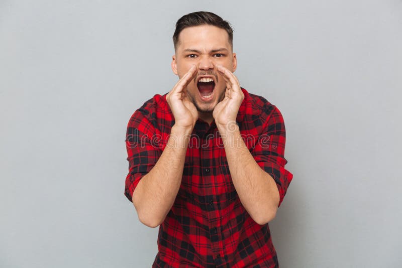Screaming Young Man Looking at Camera. Stock Photo - Image of friendly ...