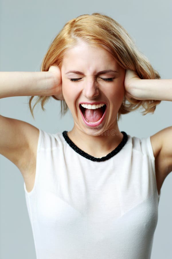 Screaming young woman stock image. Image of client, person - 6389427